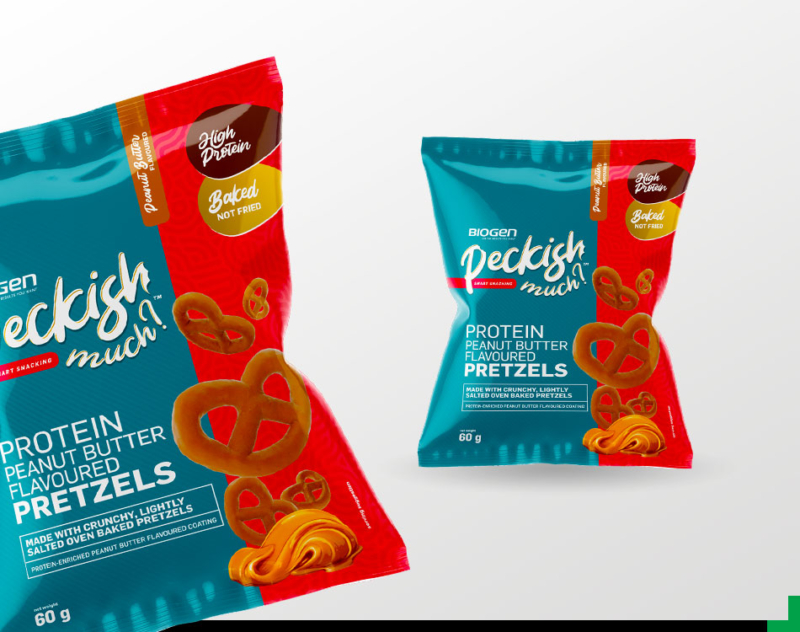 Biogen adds Peanut Butter flavour to Peckish Much? Protein Pretzel ...